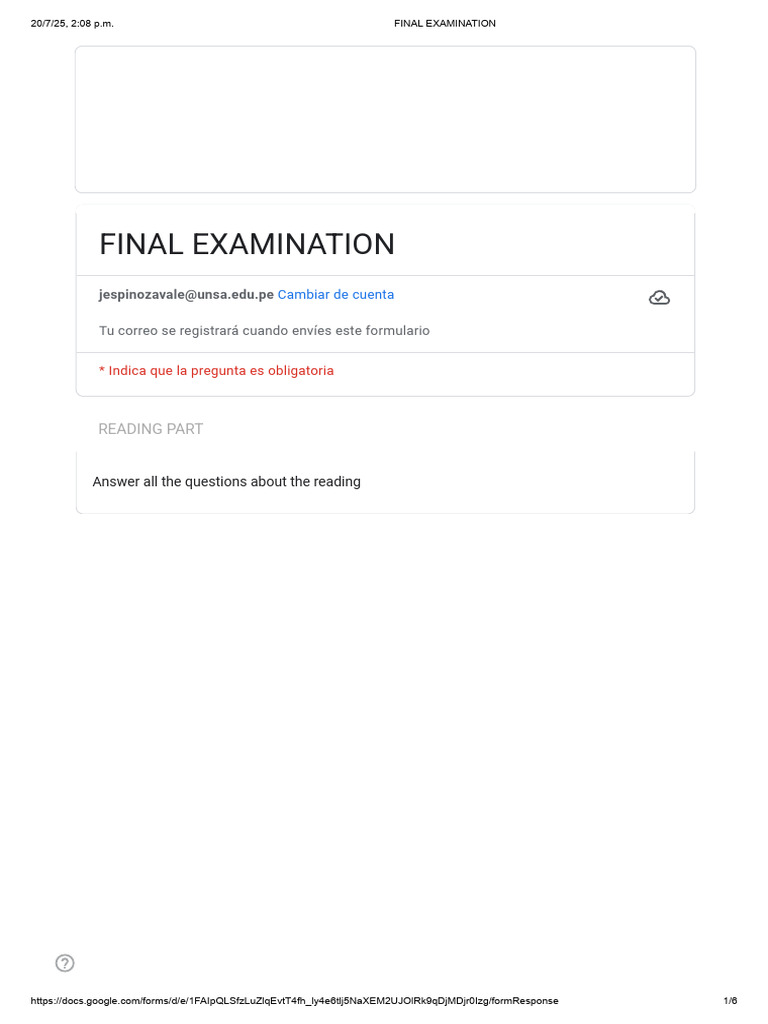 Final Exam: Reading Comprehension Test | PDF