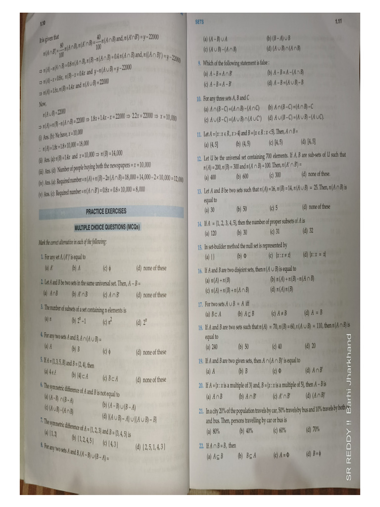 SETS MCQ This Is The Question From Chapter Sets | PDF