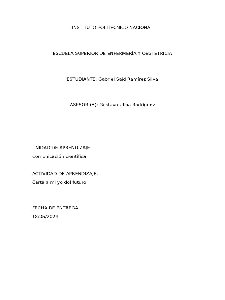 Carta A Mi Yo Fel Futuro | PDF