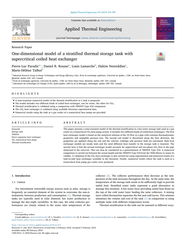 One-Dimensional Thermal Storage Model | PDF | Heat Transfer | Heat