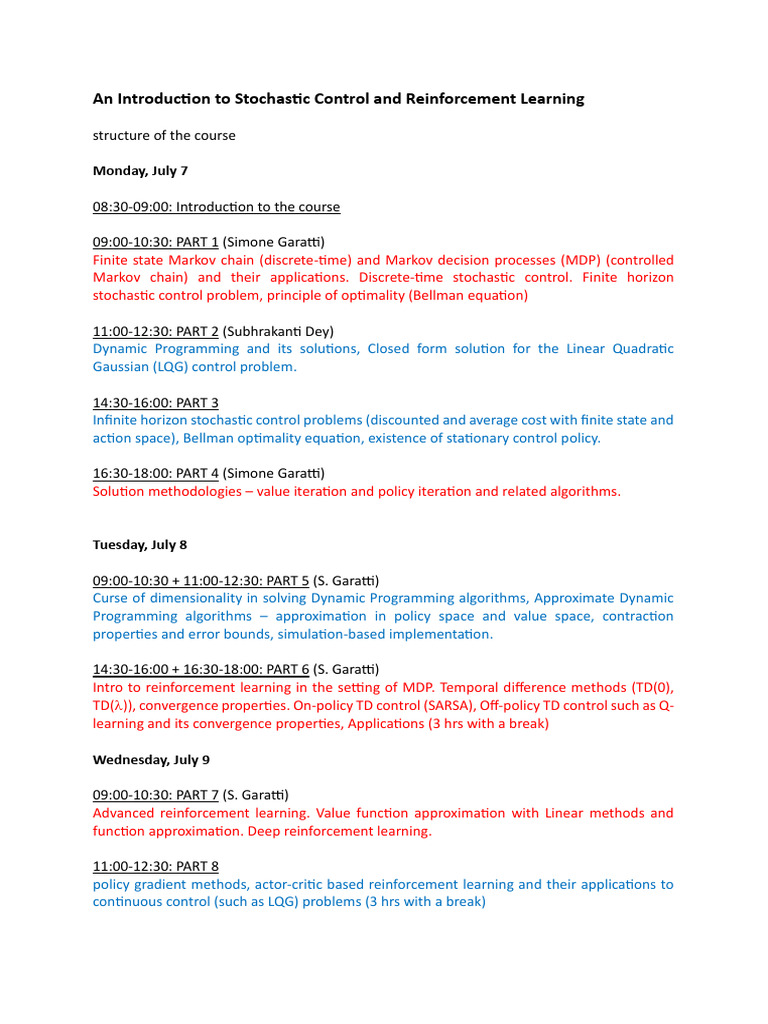 An Introduction To Stochastic Control and Reinforcement Learning ...
