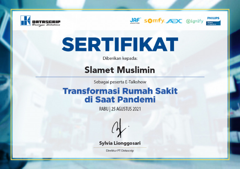 Sertifikat Transformasi Rumah Sakit_Slamet Muslimin | PDF