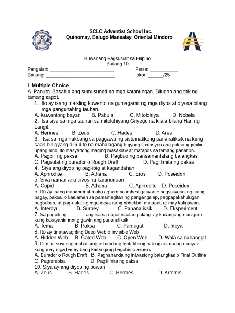 10 Monthly Test | PDF