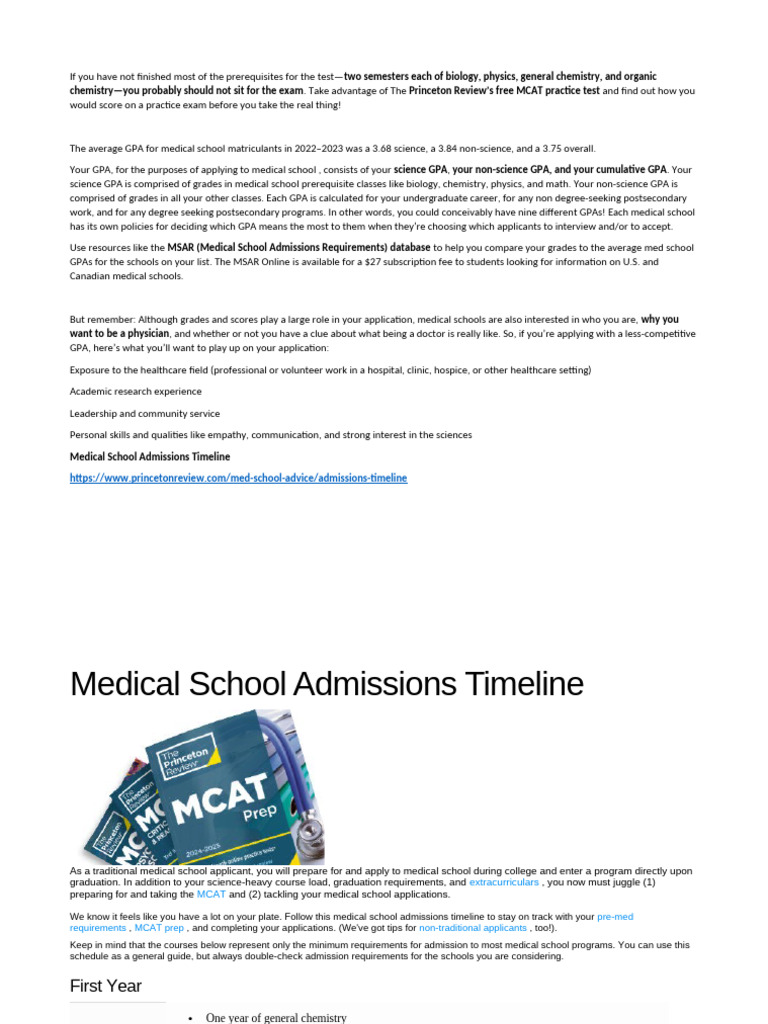 Freshman Year MCAT Prep Guide | PDF | Medical School | Medical College ...