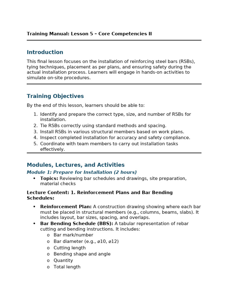 RSB Lesson Plans CBLM LESSON 5 | PDF