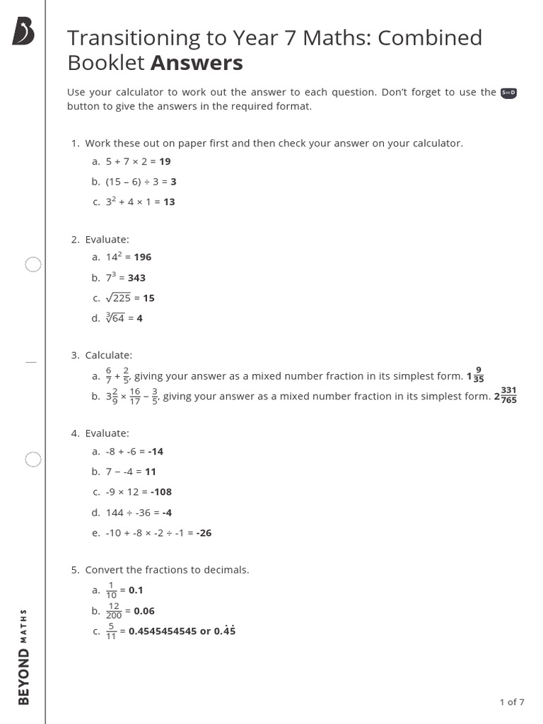 Preparing For KS3 Maths - Answers | PDF | Arithmetic | Mathematics
