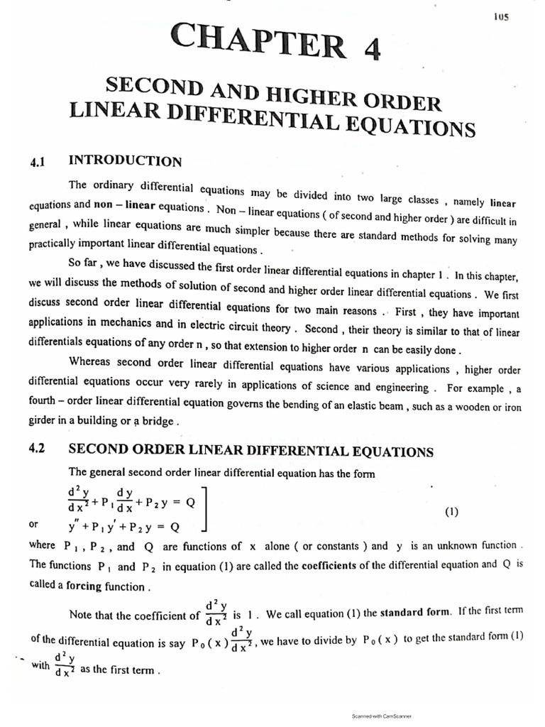 Chapter 4 ODE | PDF