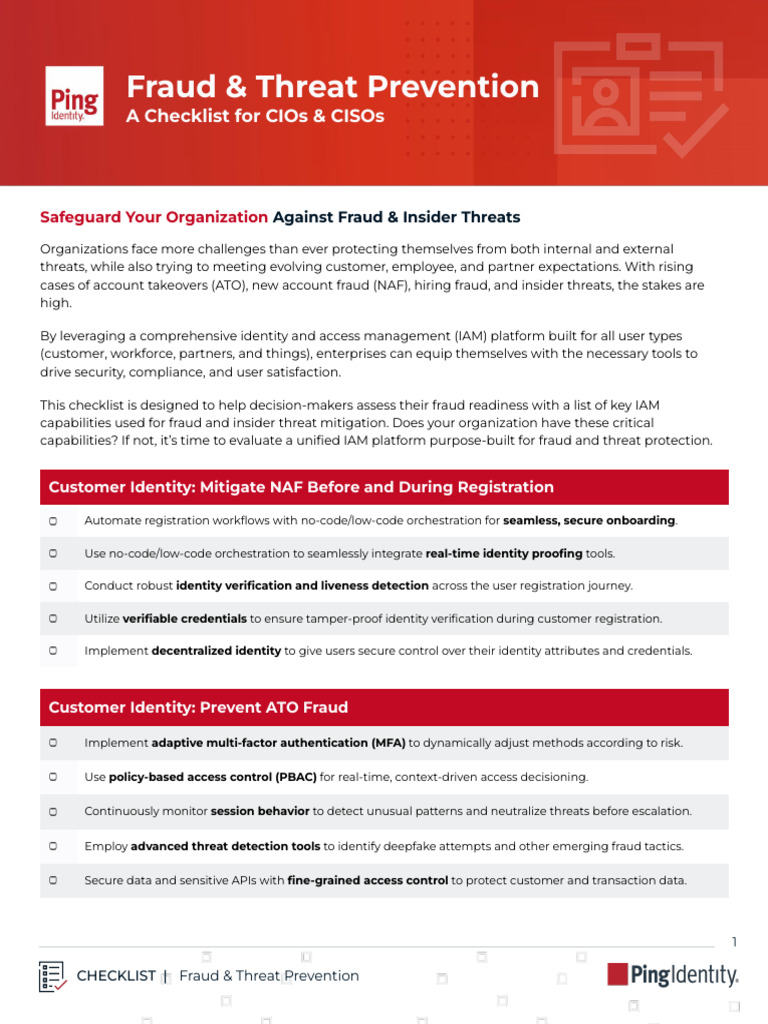 4112 - CIO - CISO - Fraud & Threat Prevention Checklist | PDF ...