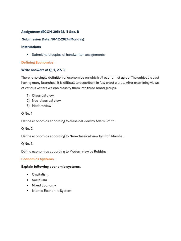 Assignment ECON 305 | PDF