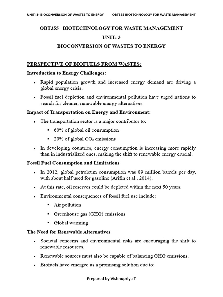 BFWM UNIT3 For Print | PDF | Biofuel | Anaerobic Digestion