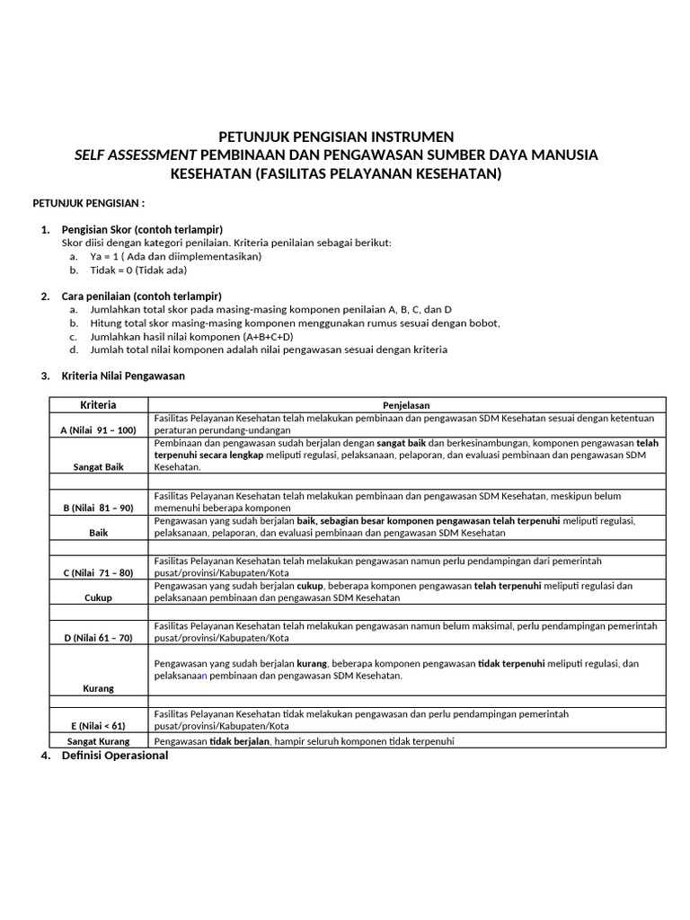 Form2 - Petunjuk Dan DO - Self Assesment - RS 16 Apr 2025 | PDF