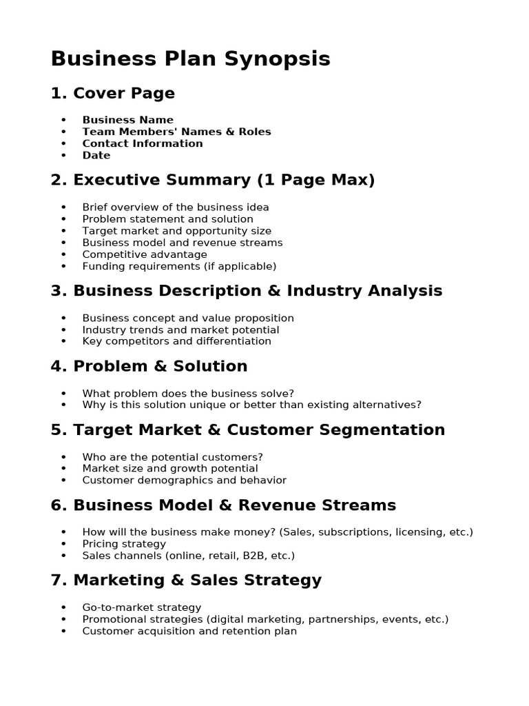 Business Plan Synopsis | PDF