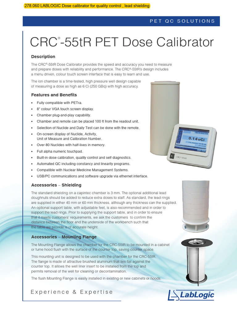 CRC-55tR Dose Calibrator Overview | PDF | Calibration | Touchscreen