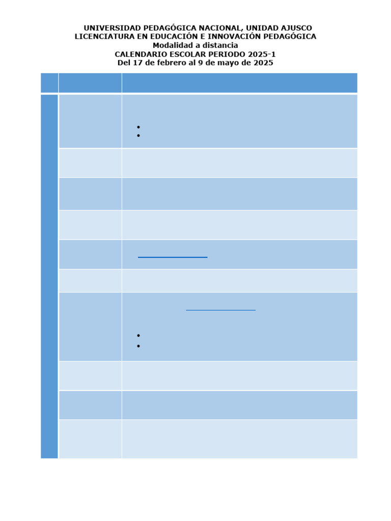 Calendario LEIP UPN (2025-1) | PDF