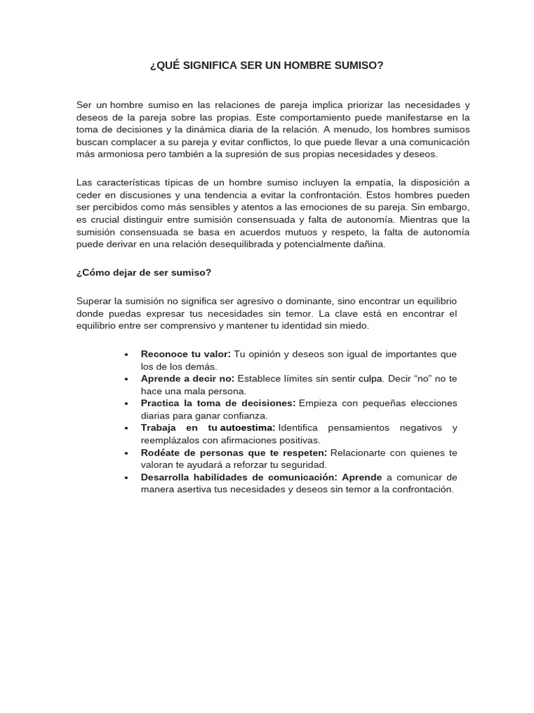 Cómo dejar de ser un hombre sumiso | PDF