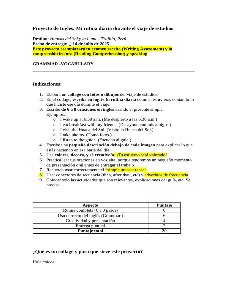 Proyecto de Inglés | PDF