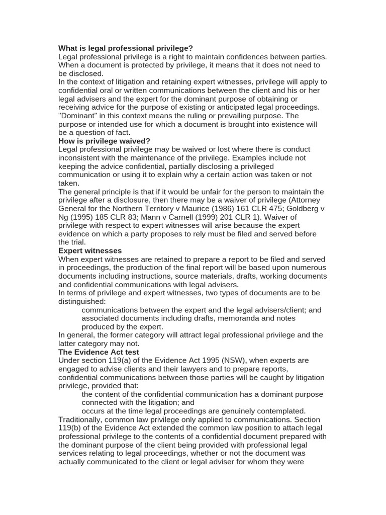 Understanding Legal Professional Privilege | PDF | Justice | Crime ...