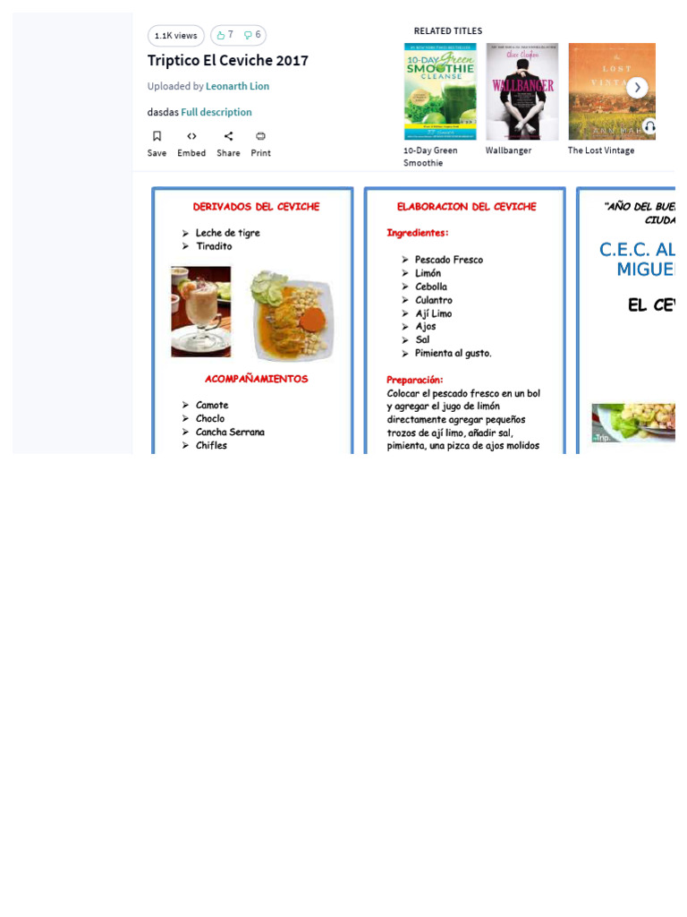 PDF Triptico El Ceviche 2017 Compress | PDF | Cocina latinoamericana | Cocina