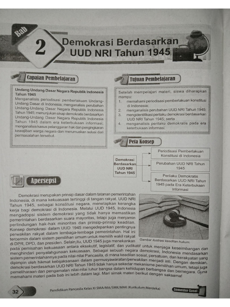 Materi PKN Bab 2 Demokrasi Berdasarkan UUD NKRI Tahun 1945 | PDF