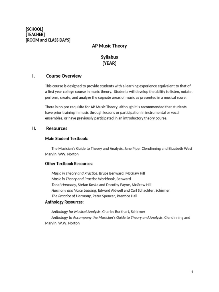 AP Music Theory Common Syllabus | PDF | Chord (Music) | Interval (Music)