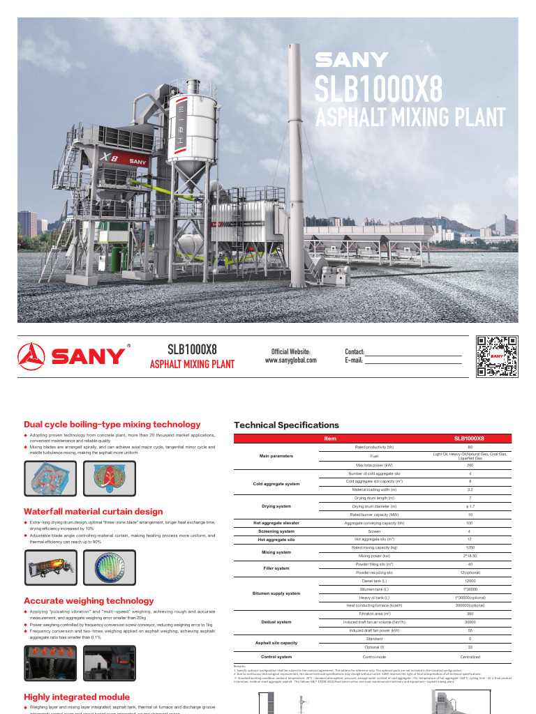 SANY Asphalt Mixing Plant SLB1000X8 Brochure 202307 | PDF | Fuel Oil ...