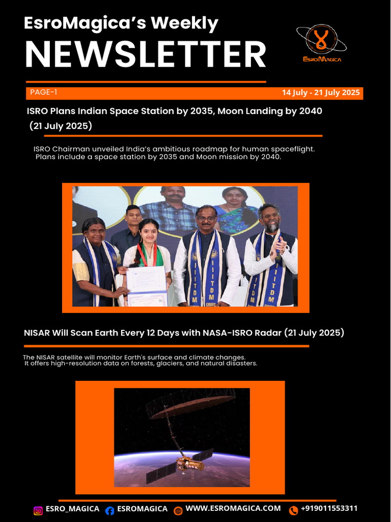 Newsletter 14 July - 21 July 2025 PDF | PDF | Nasa | Outer Space