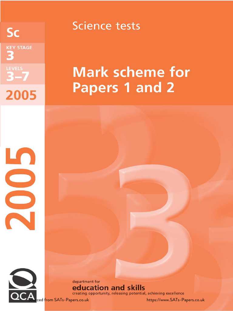 2005 KS3 Science Mark Scheme Guide | PDF | Water | Question