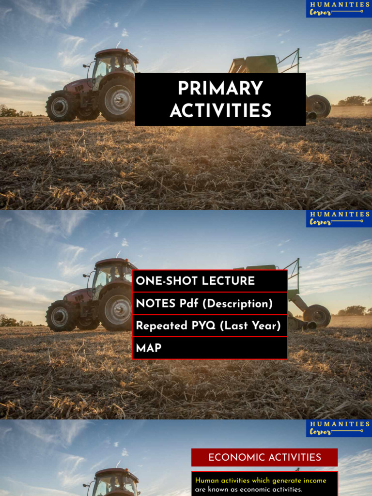 Primary Activities Geography Class - 12 | PDF | Agriculture | Mining