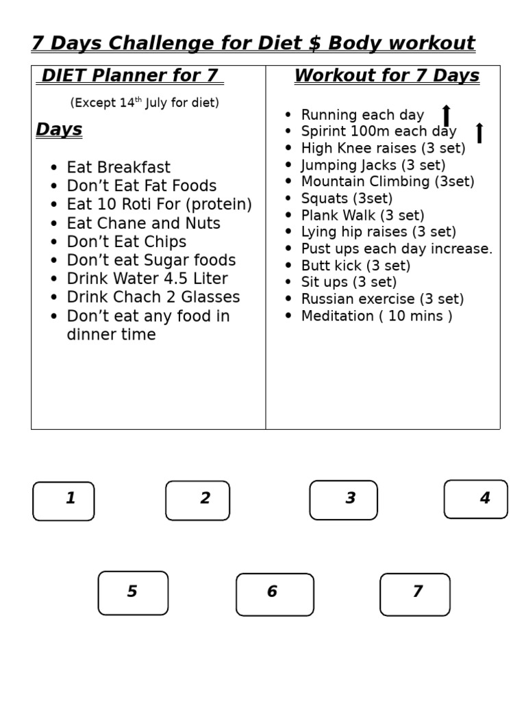 7 Days Challenge For Diet | PDF