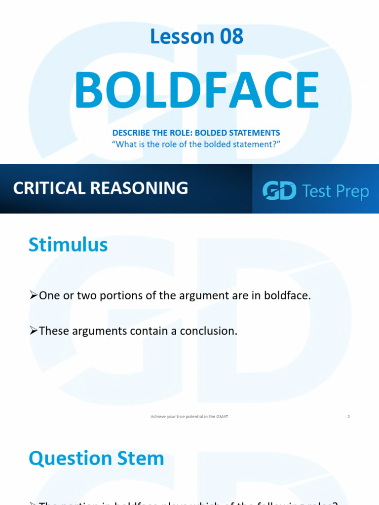 Lesson 8. Boldface Focus | PDF | Argument | Reason