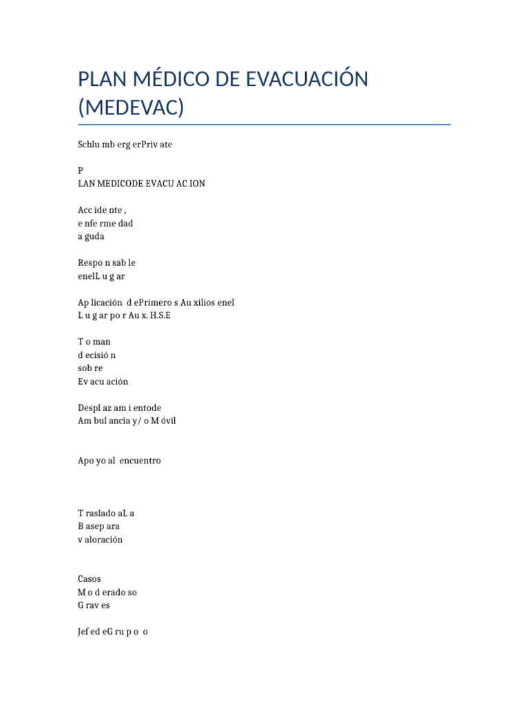 Plan de Evacuación Médica MEDEVAC | PDF