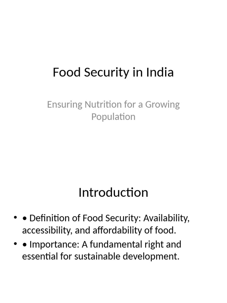 Food Security in India | PDF