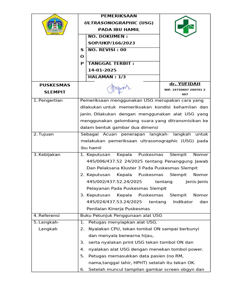 Prosedur USG untuk Ibu Hamil di Puskesmas | PDF