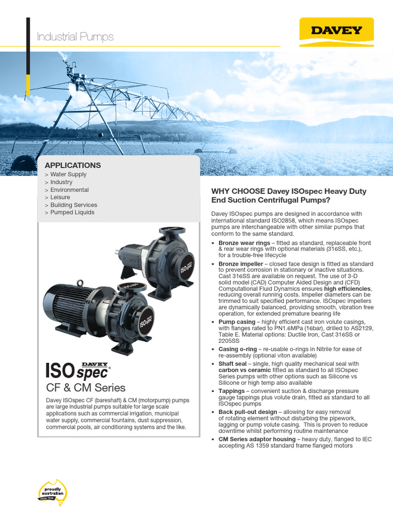 Pumps IsoSpec CF CM Datasheet | PDF | Pump | Water