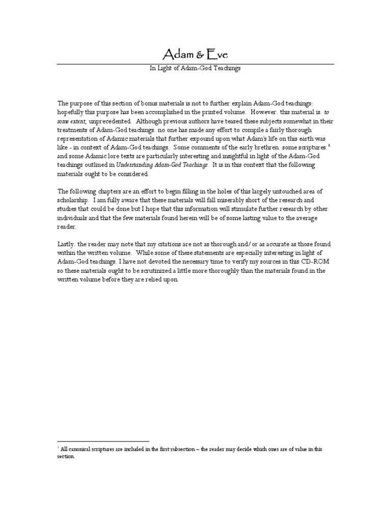 Adamic Mythologies | PDF | Cain And Abel | Christianity