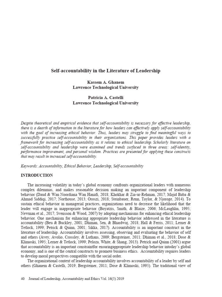 Enhancing Self-Accountability in Leadership | PDF | Morality | Leadership