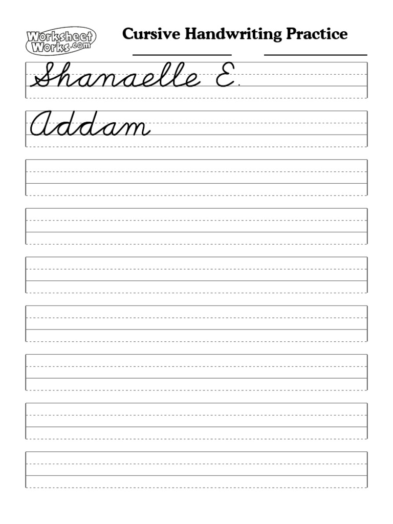 WorksheetWorks Cursive Handwriting Practice 1 | PDF