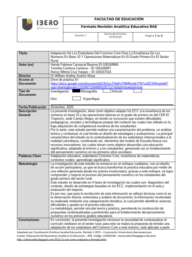 Formato RAE | PDF | Plan de estudios | Enseñando