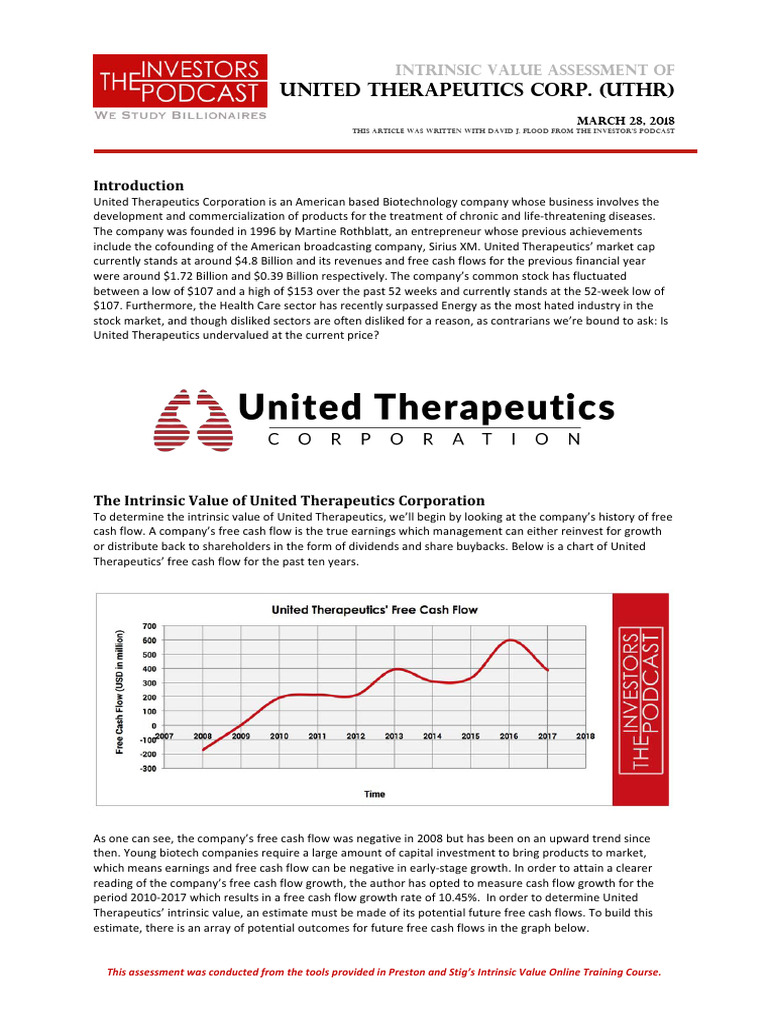 UTHR Intrinsic Value | PDF | Valuation (Finance) | Price–Earnings Ratio