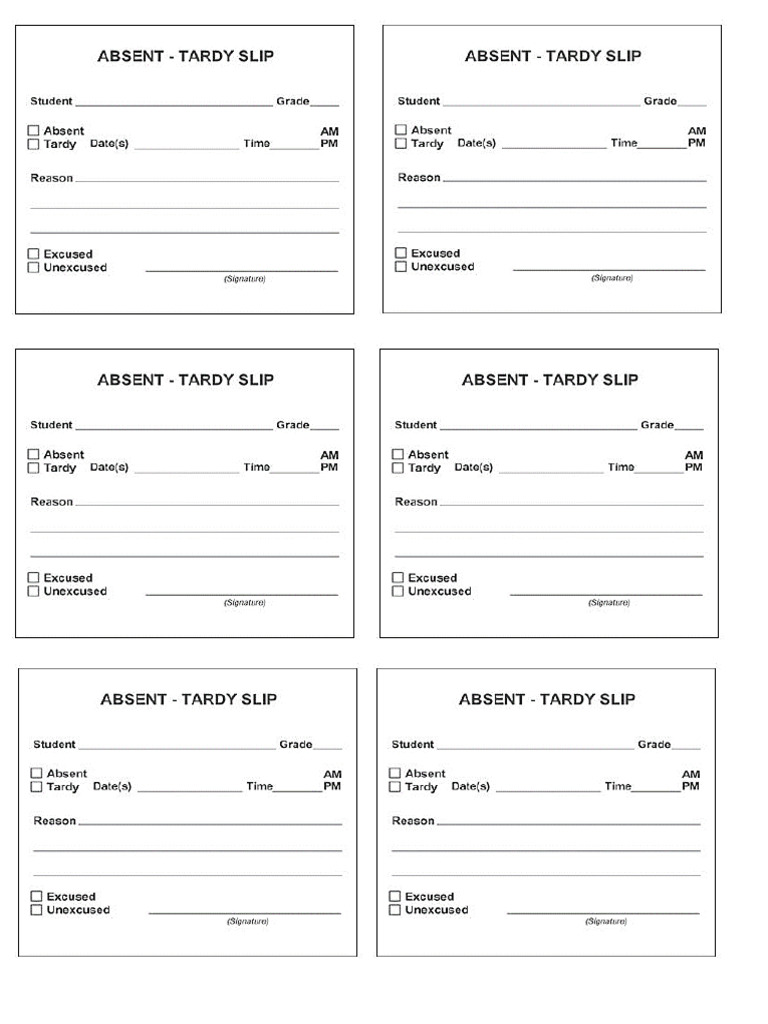 Absent Tardy Slip | PDF
