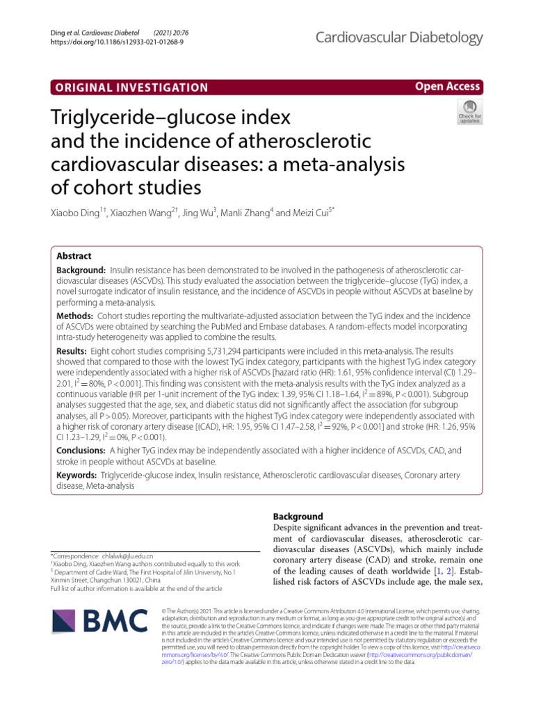 Triglyceride-Glucose Index and The Incidence of Atherosclerotic ...