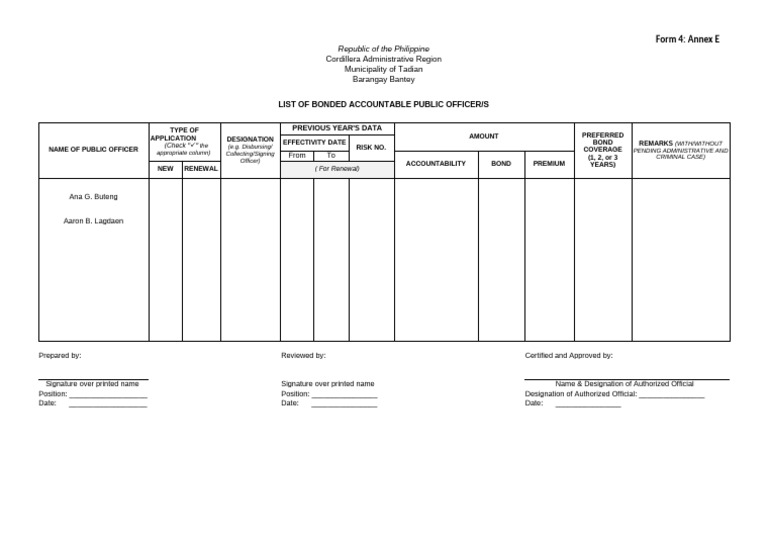 List of Bonded Public Officers | PDF