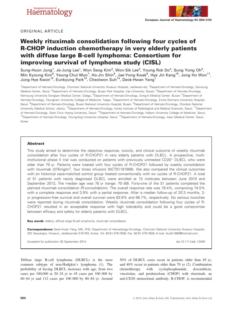 European J of Haematology - 2014 - Jung - Weekly Rituximab ...