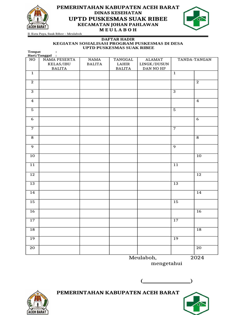 absensi kegiatan | PDF