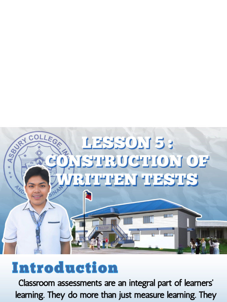 LESSON 5 - Construction of Written Tests | PDF | Adverb | Noun