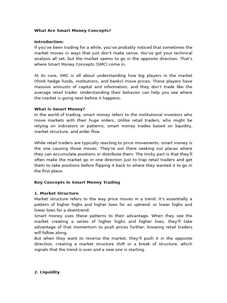 Understanding Smart Money Concepts | PDF | Money | Economies