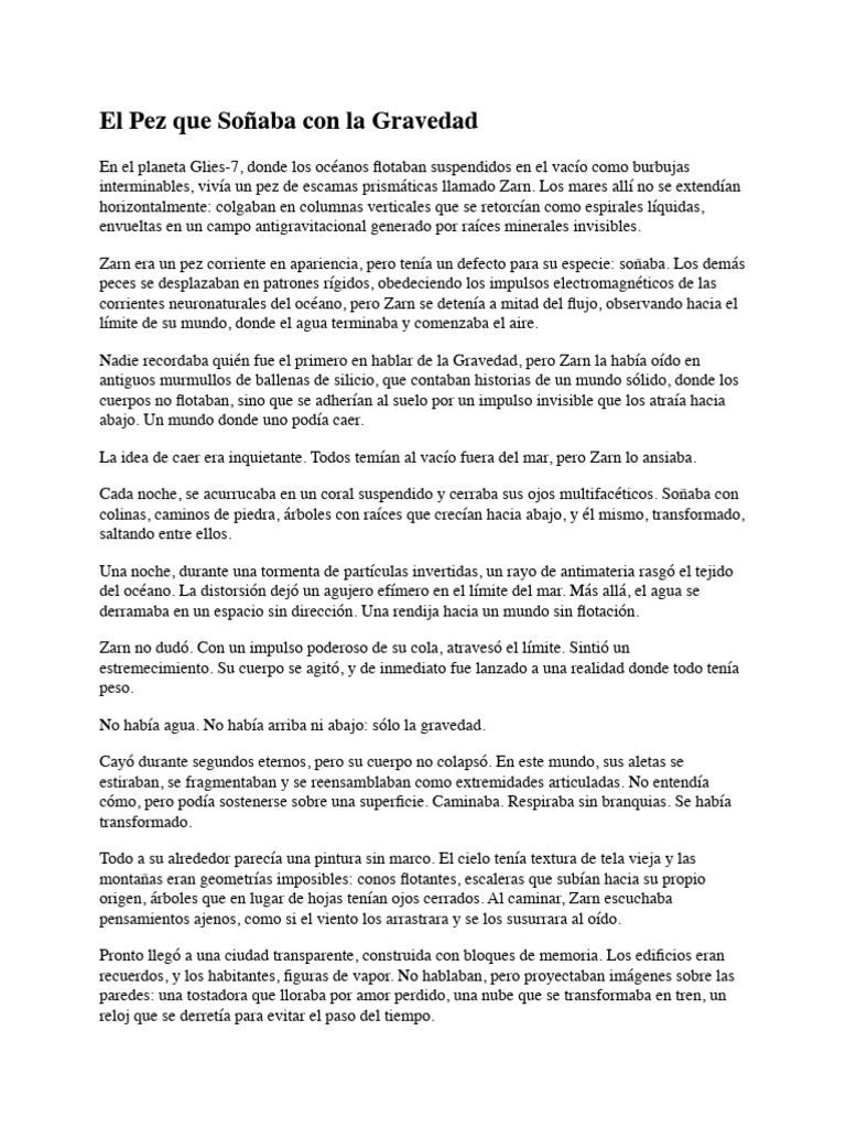 El Pez Que Soñaba Con La Gravedad | PDF