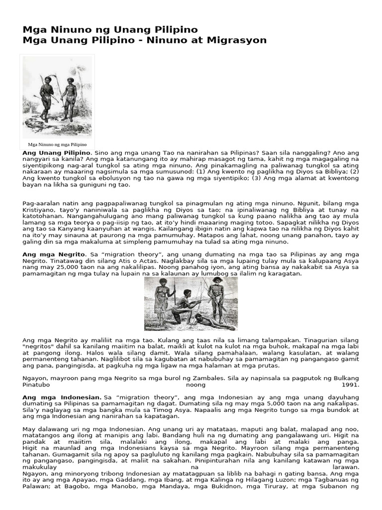 Mga Ninuno NG Unang Pilipino Fil7 | PDF