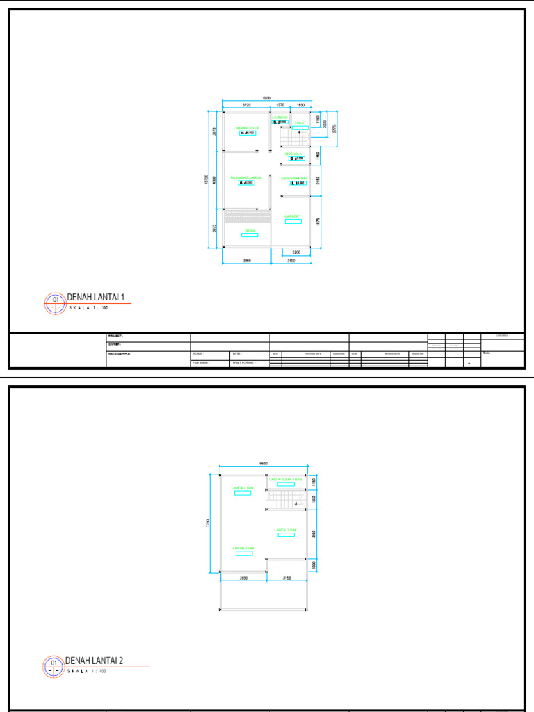 Denah Rumah 10x12 dengan 4 Kamar | PDF
