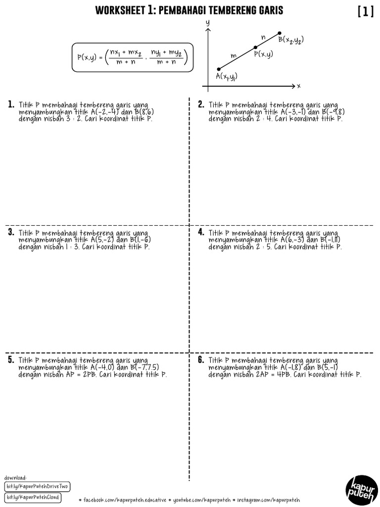 Worksheet KSSM AddMaths Bab 7 Geometri Koordinat Form 4 | PDF